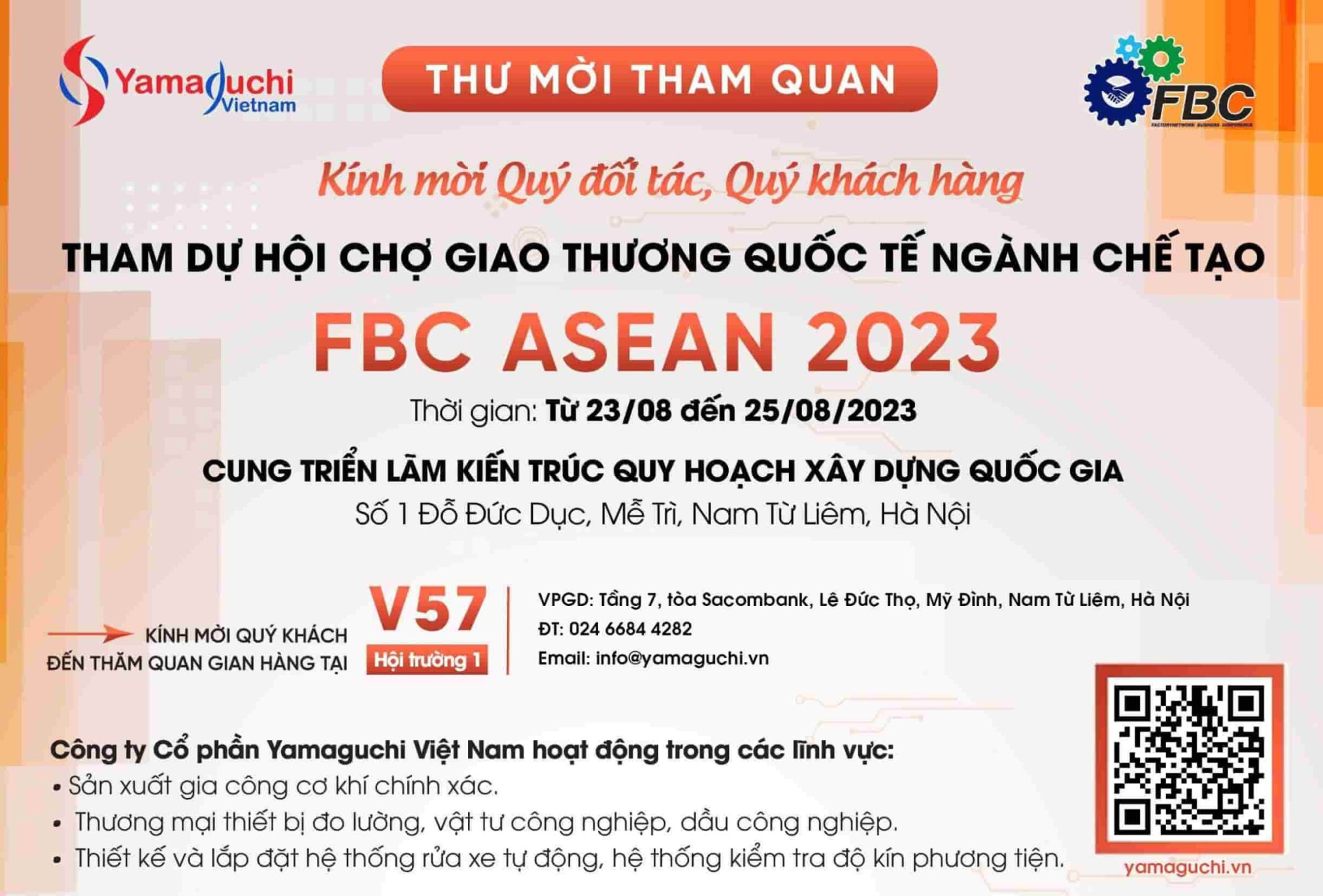 Thư mời tham quan Hội chợ giao thương Quốc tế ngành chế tạo FBC ASEAN 2023 - Yamaguchi